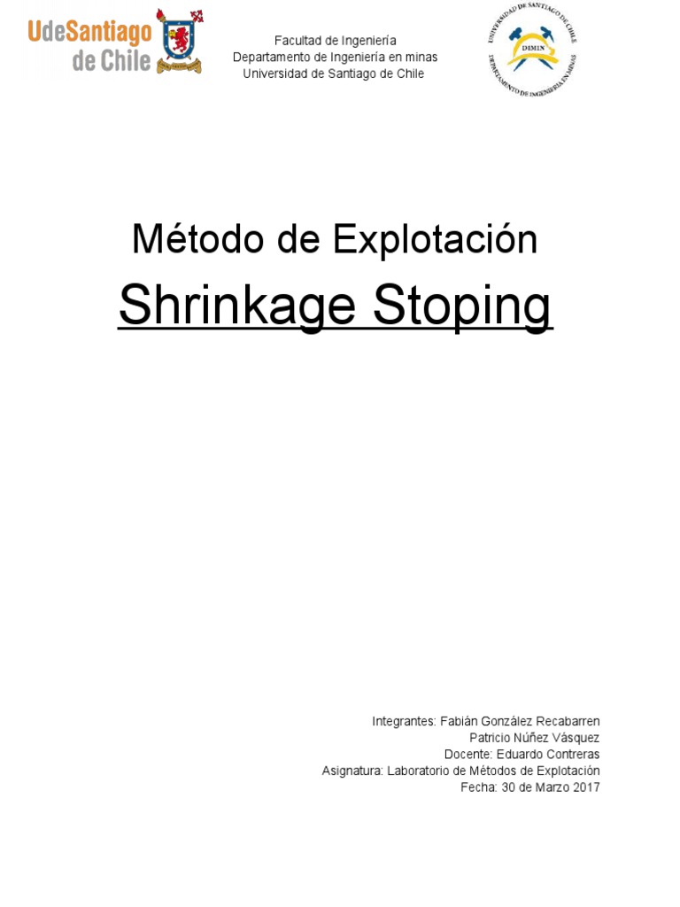 Shrinkage Stoping | PDF | Minería | Minerales