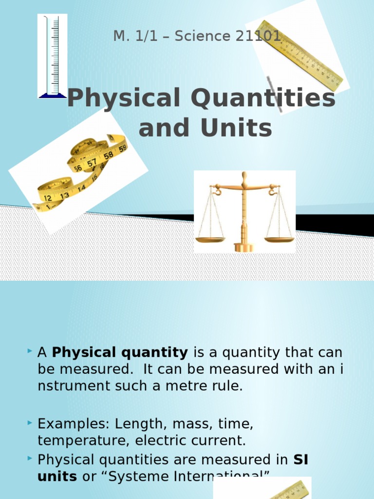 Physical Quantities and Units: M. 1/1 - Science 21101 | PDF