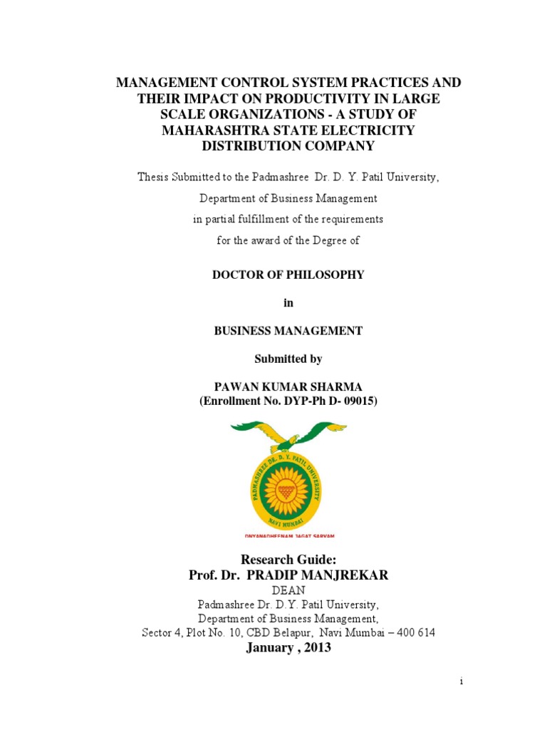 Management Control System Practices and Their Impact On Large ...