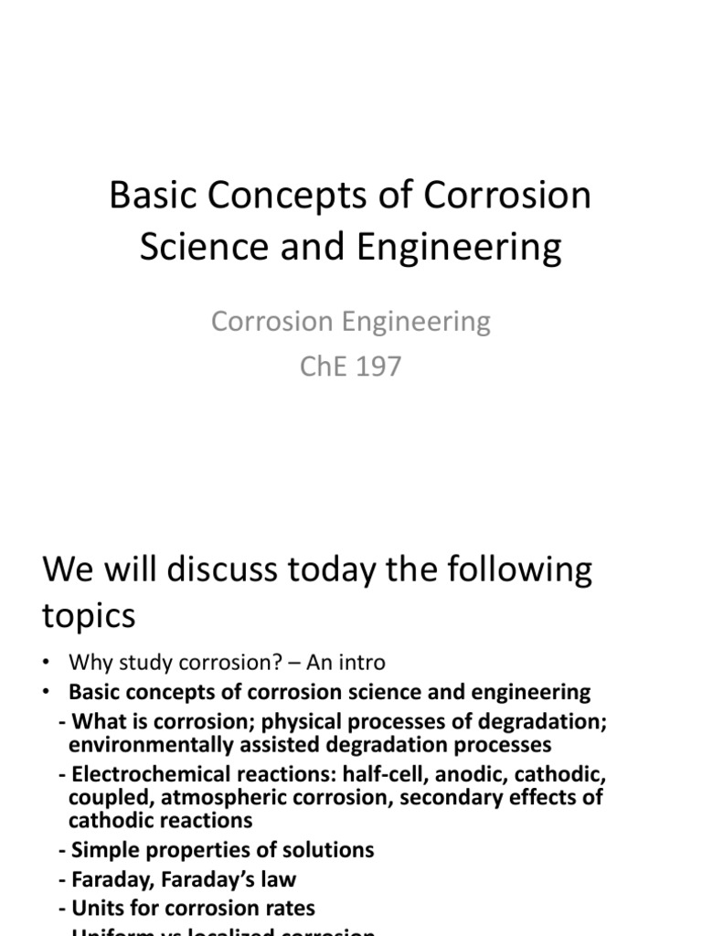 2-Basic Concepts of Corrosion Science and Engineering | PDF | Corrosion | Electrochemistry