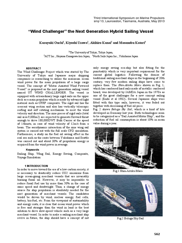 "Wind Challenger" The Next Generation Hybrid Sailing Vessel | PDF