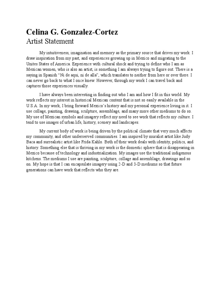 Artist Statement Art 135 | PDF