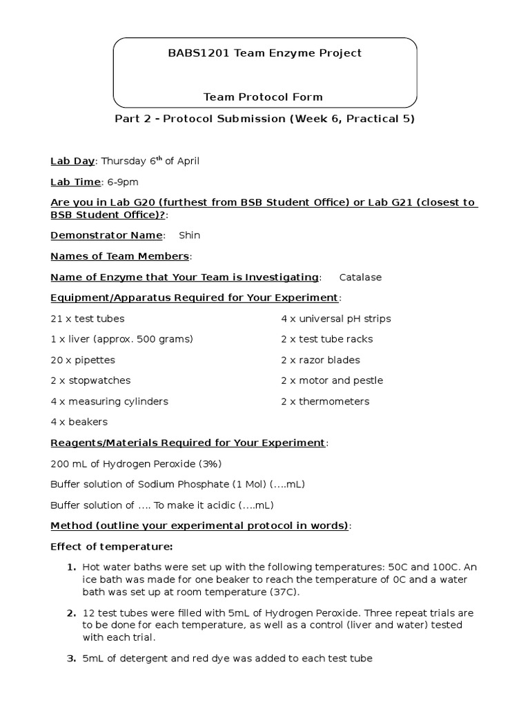 Liver Protocol Edited | PDF | Catalase | Ph
