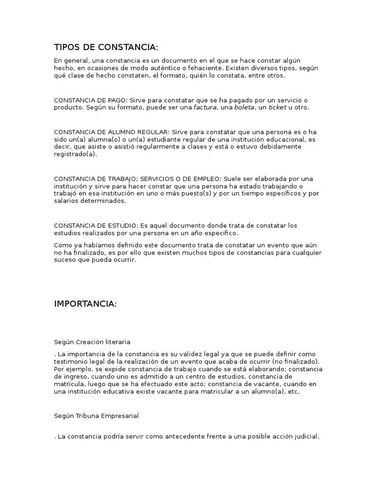 Tipos de Constancia