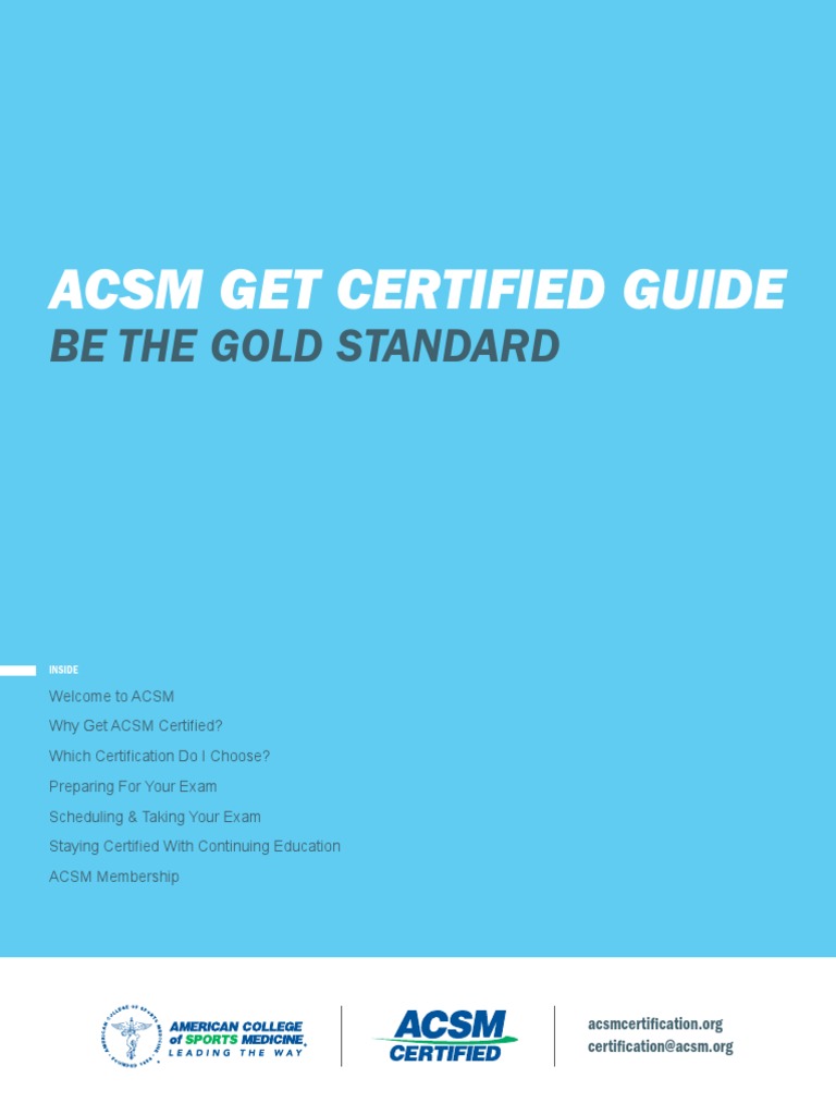 Acsm Get Certified Guide: Be The Gold Standard | PDF | Identity Document | Professional ...