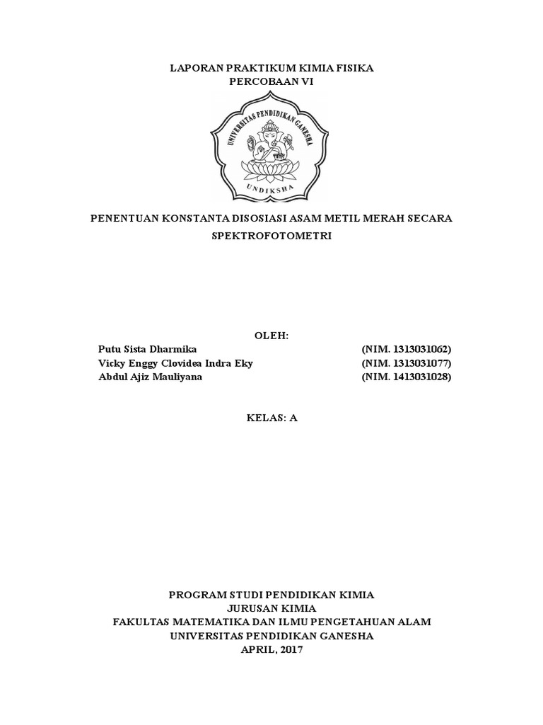 Penentuan Ka Metil Merah dengan UV-Vis | PDF | Sains & Matematika