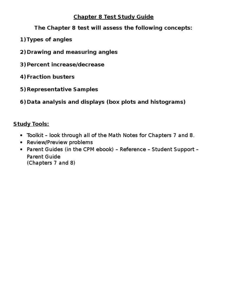 cc2 7th Grade - Chapter 8 Test Study Guide | PDF