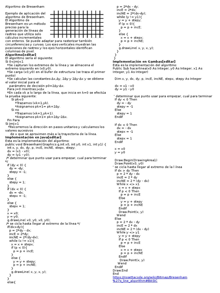 Algoritmo de Bresenham | PDF | Algoritmos | Áreas de informática