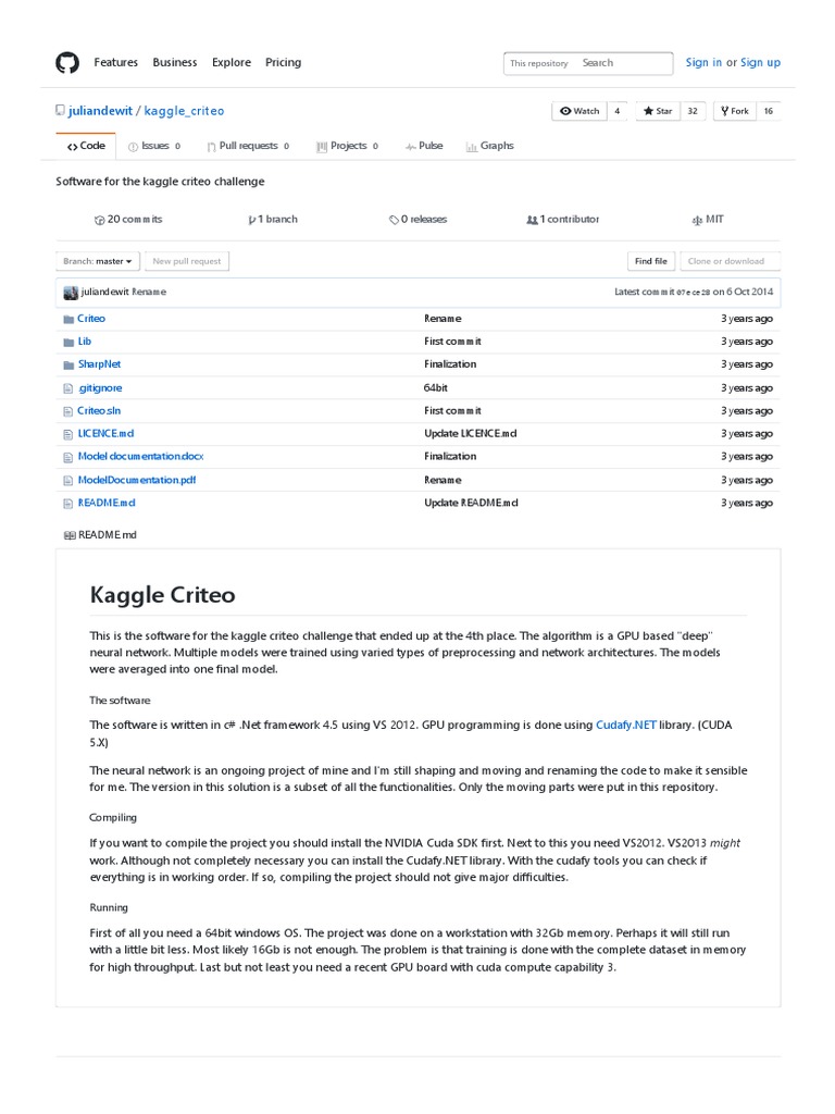 GitHub - Juliandewit - Kaggle - Criteo - Software For The Kaggle Criteo Challenge | PDF ...