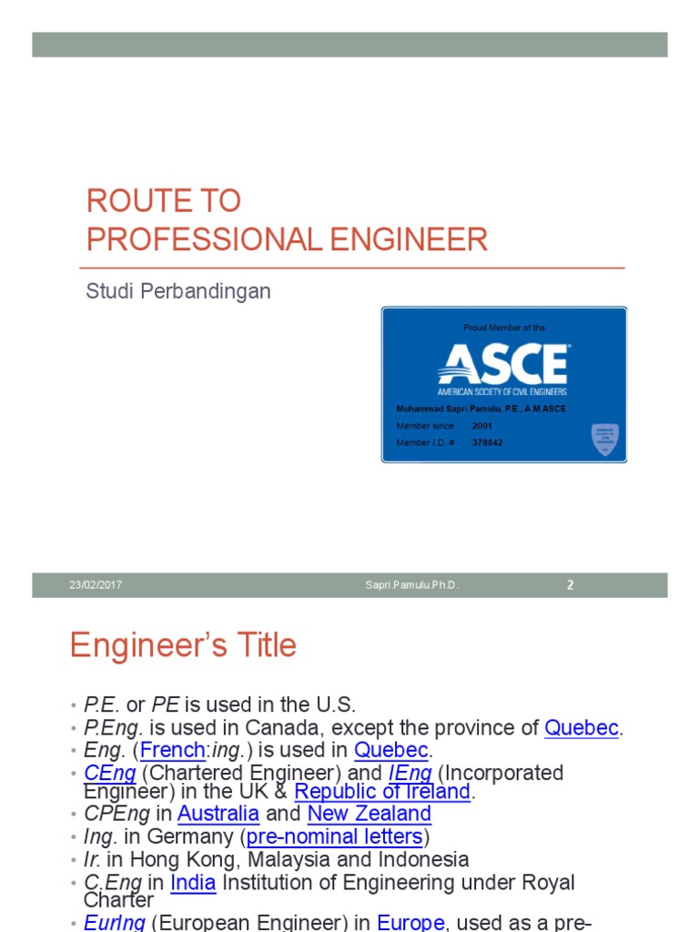 Route To Professional Engineer - Sapri - 23022017 | PDF | Licensure ...
