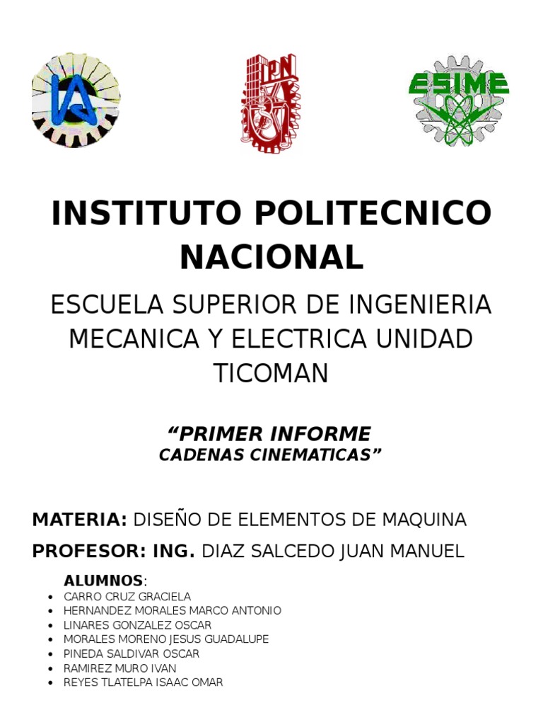 Cadena Cinematica | PDF | Engranaje | Movimiento (física)