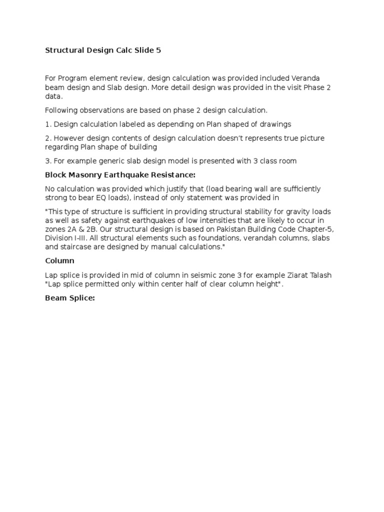 Structural Design Review for Veranda and Slab | PDF