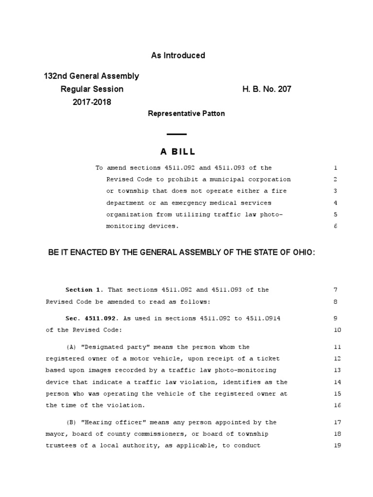House Bill 207 | PDF | Traffic | Traffic Ticket