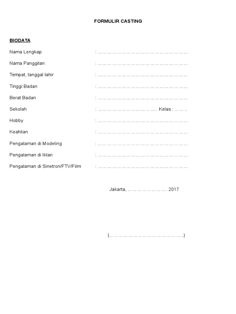 Formulir Casting | PDF
