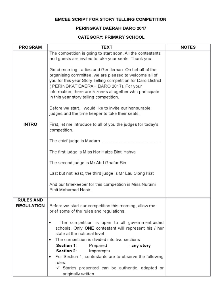 Emcee Script For Action Song | PDF | Leisure