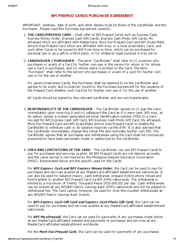 BPI Express Online | PDF | Stored Value Card | Debit Card