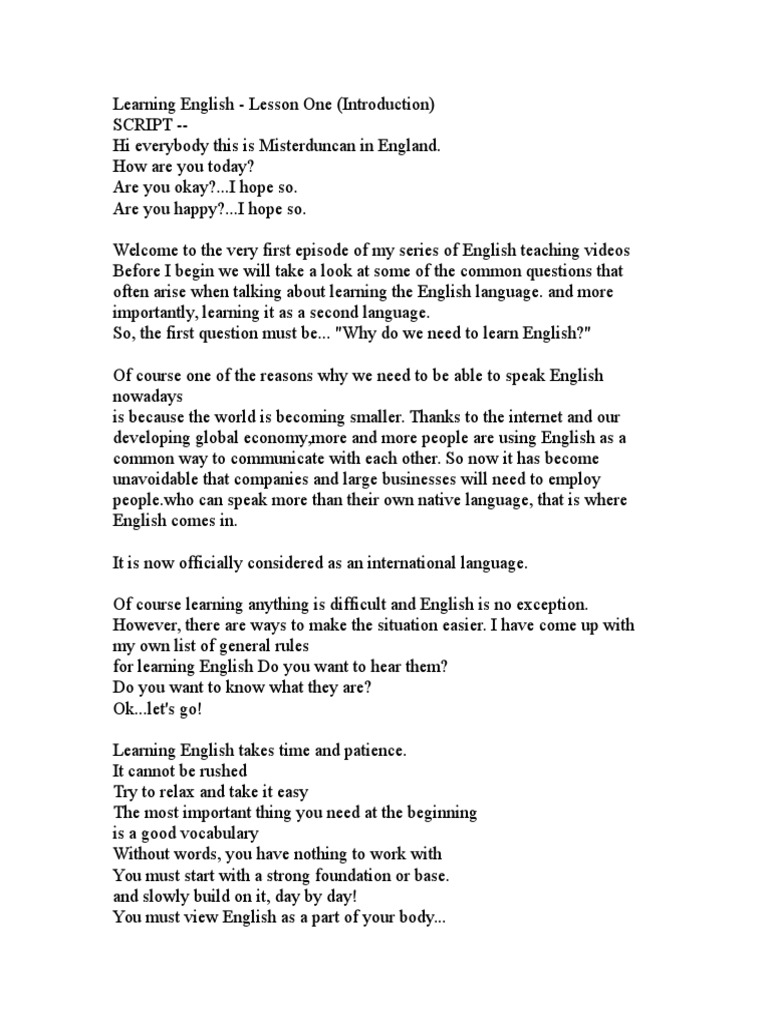 Learning English 1 | PDF | English Language | Languages