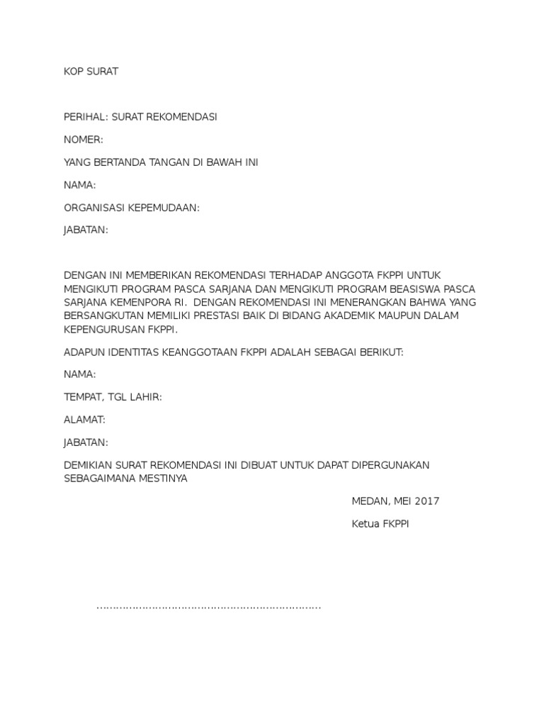 Contoh Surat Rekomendasi | PDF