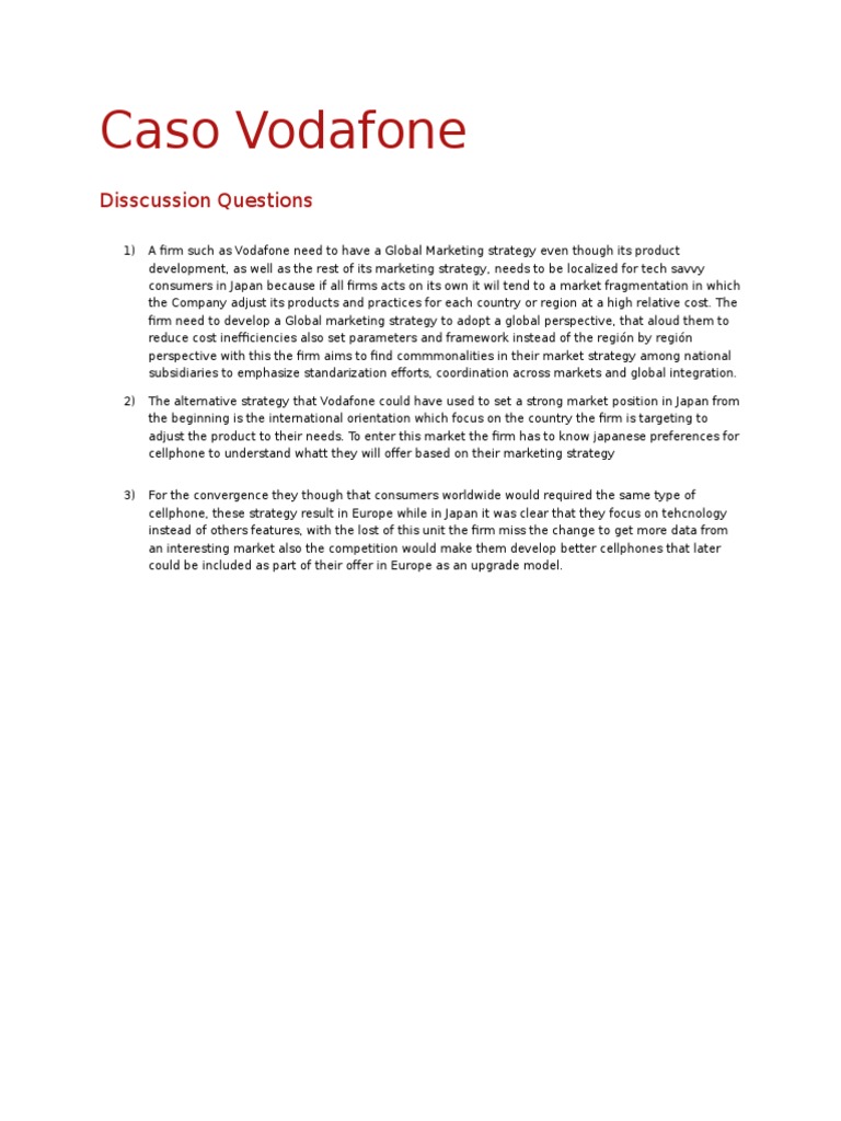 Caso Vodafone: Disscussion Questions | PDF