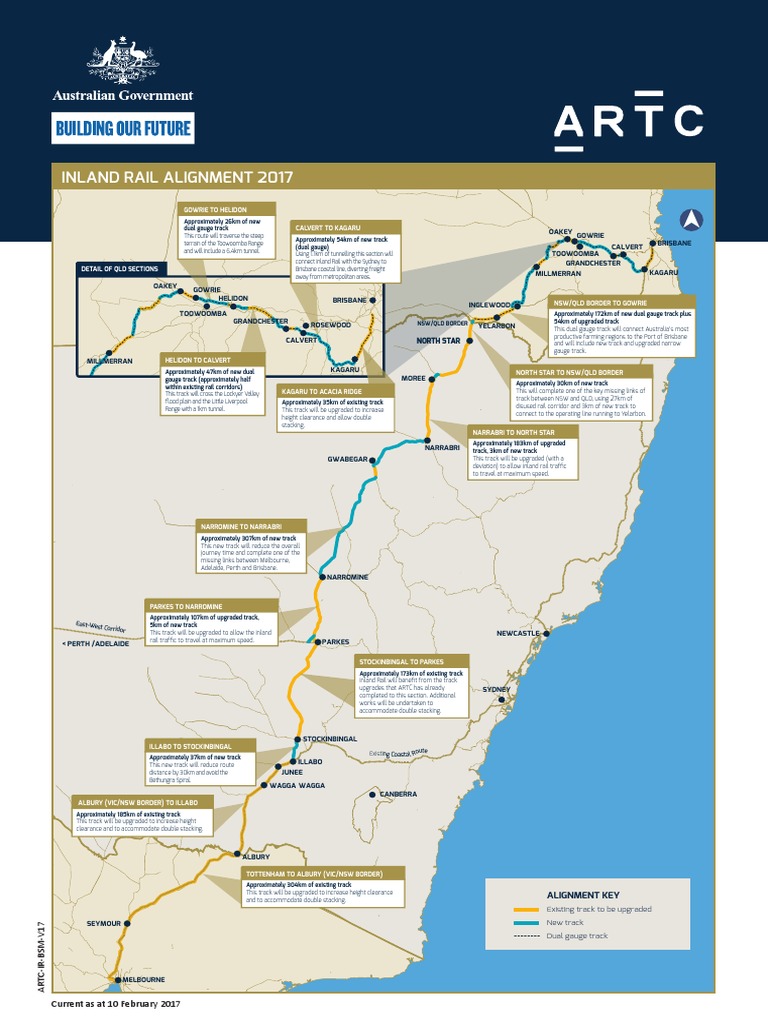 Inland Rail Alignment Map (February 2017) | PDF | Track Gauge | Rail ...