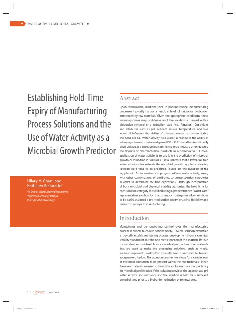 Establishing Hold-Time Expiry of Manufacturing Process Solutions and ...