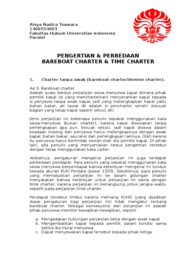 Perbedaan Bareboat dan Time Charter | PDF