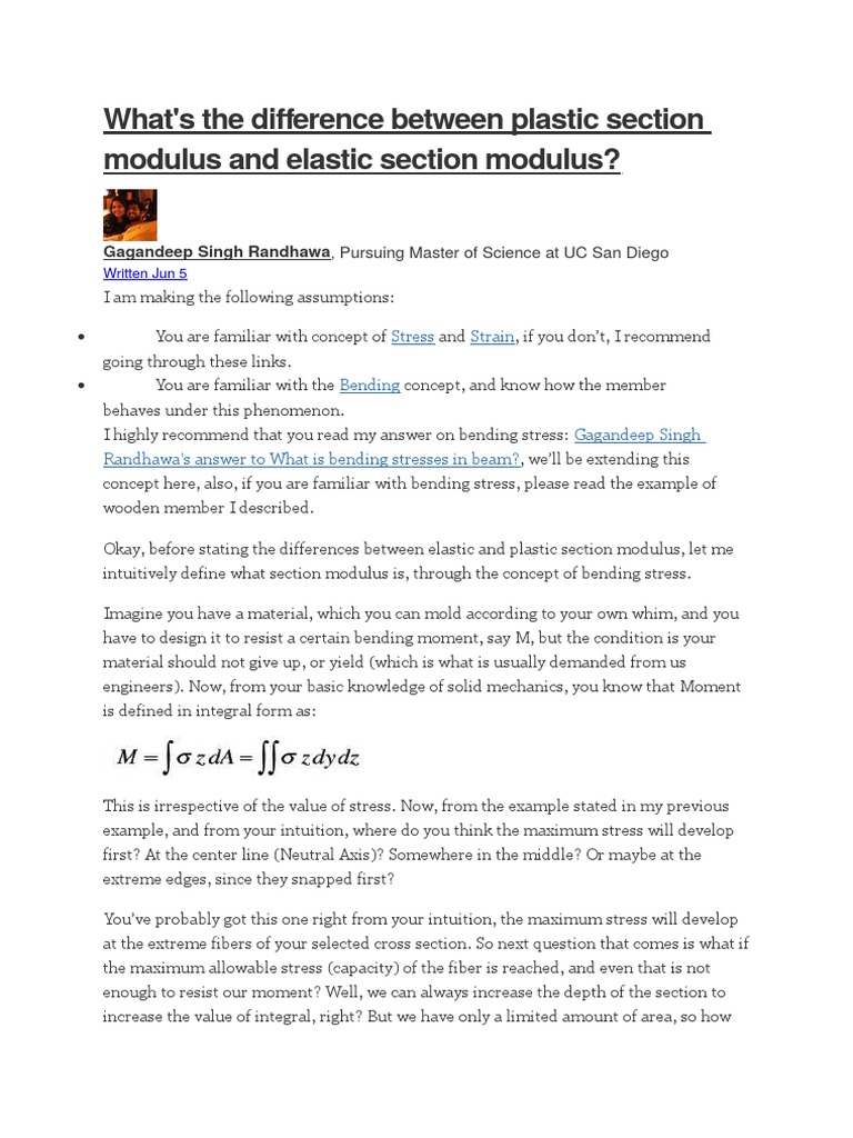 Excellent Explanation On Plastic Modulus | PDF | Bending | Elasticity ...