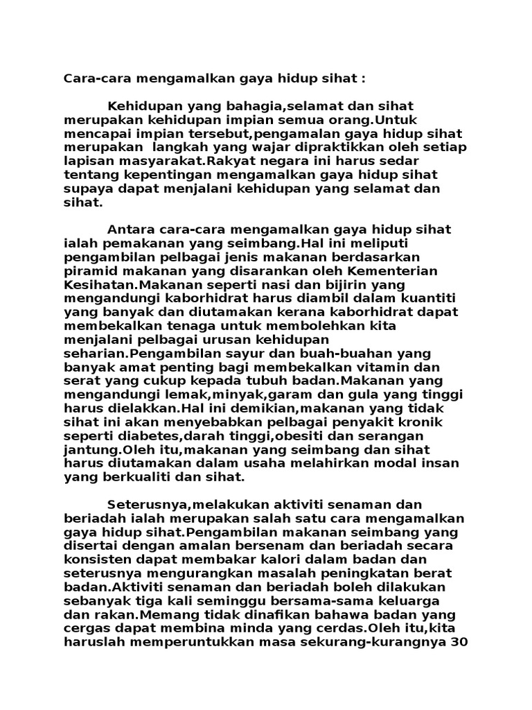 Cara Mengamalkan Gaya Hidup Sihat | PDF
