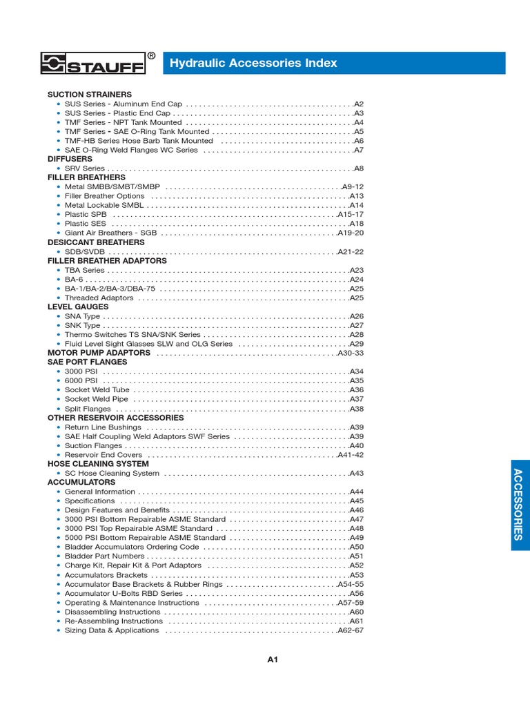 Stauff Hydraulic Accessories | PDF | Valve | Flow Measurement