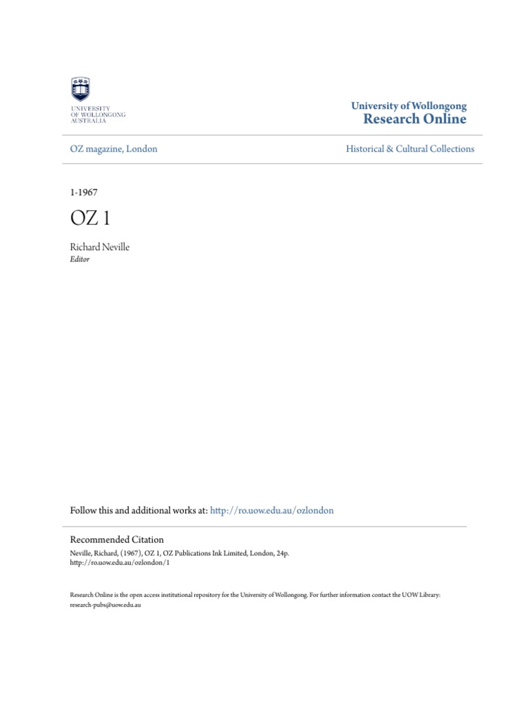 Research Online: OZ Magazine, London Historical & Cultural Collections ...