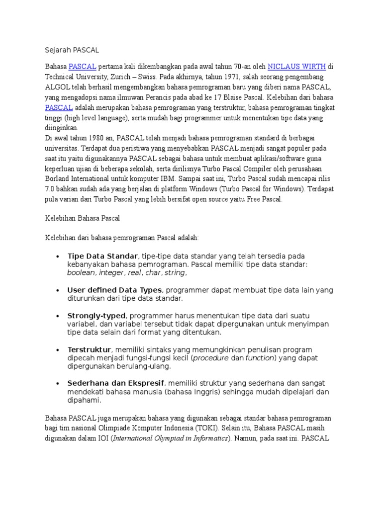 Sejarah Pascal, Basic, Fortran | PDF