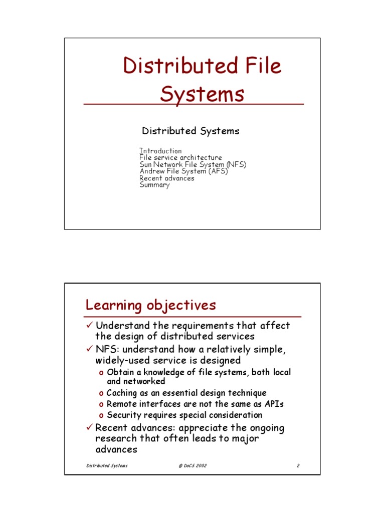 Distributed File Systems | PDF | File System | Cache (Computing)