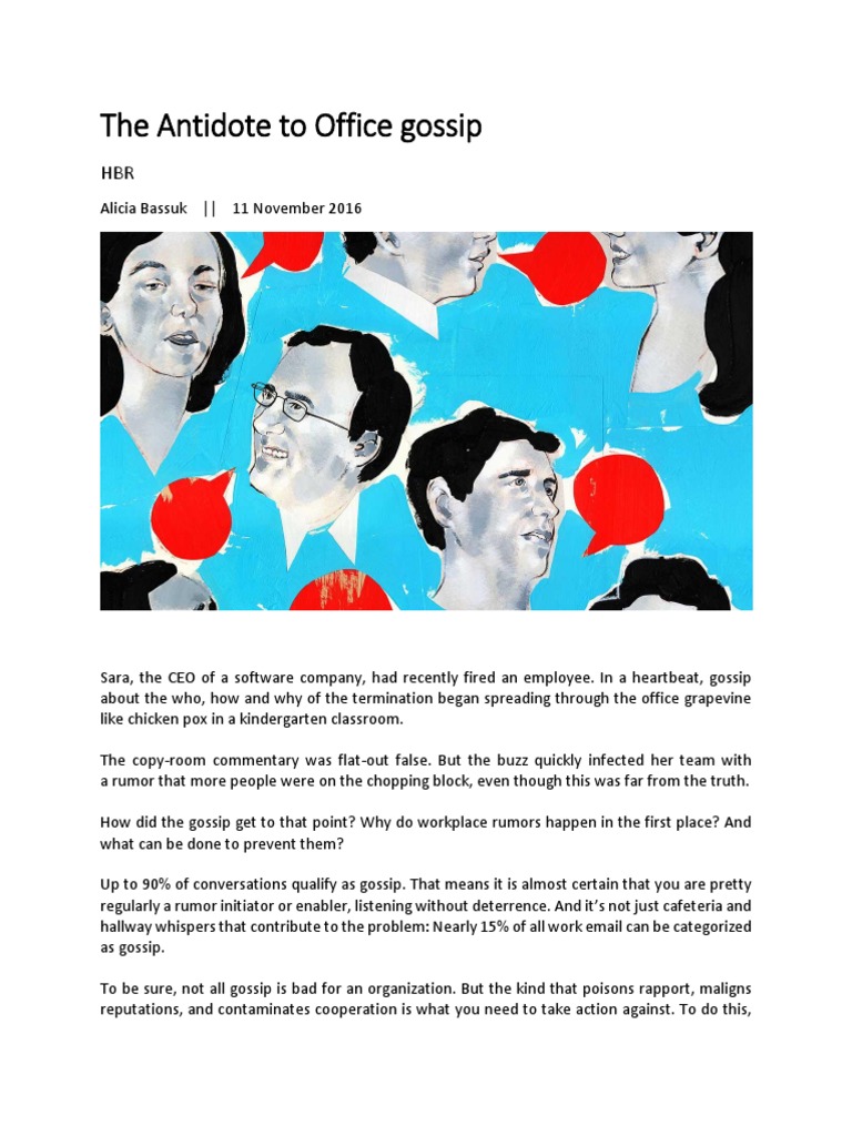 The Antidote To Office Gossip | PDF | Rumor | Social Psychology