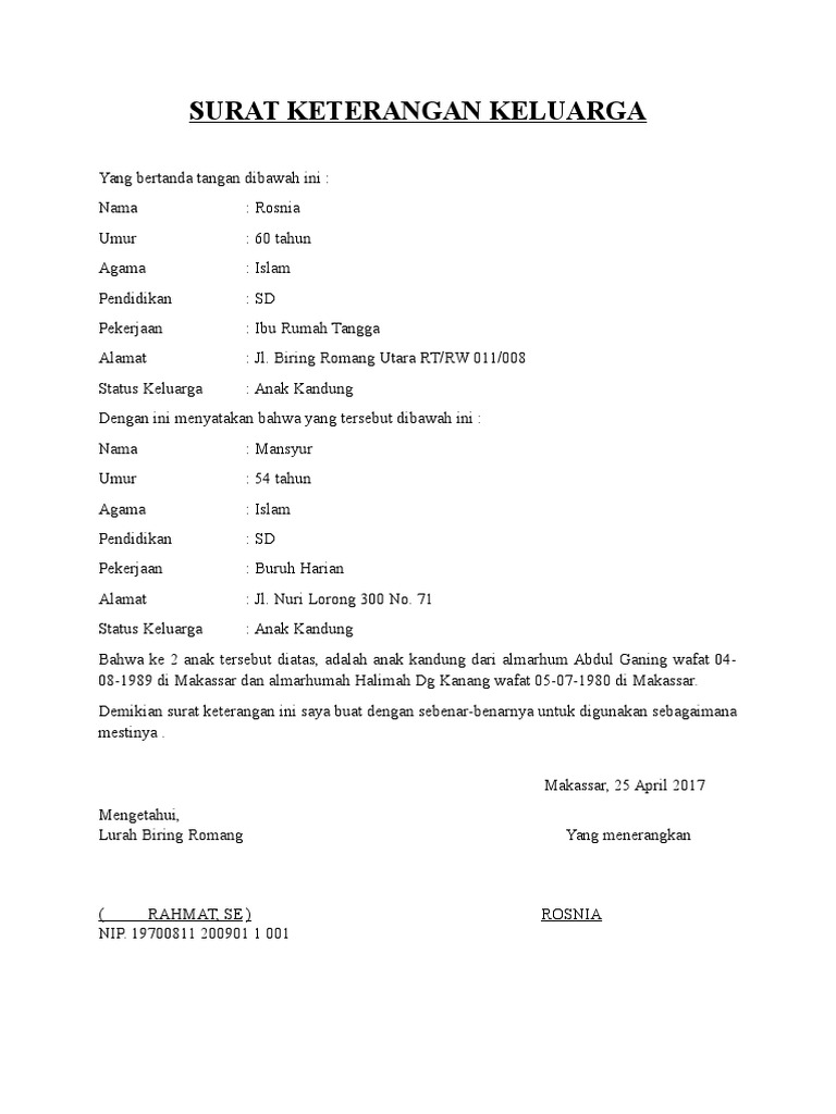 Keluarga dan Status Hubungan | PDF