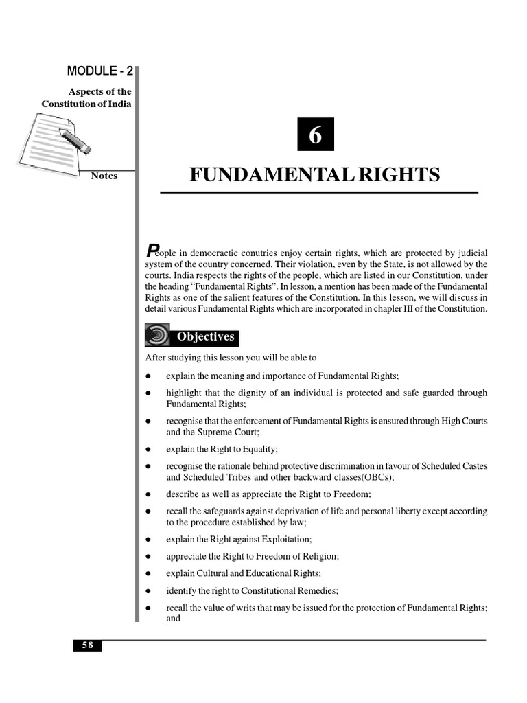 6 - Fundamental Rights | PDF | Writ | Constitution