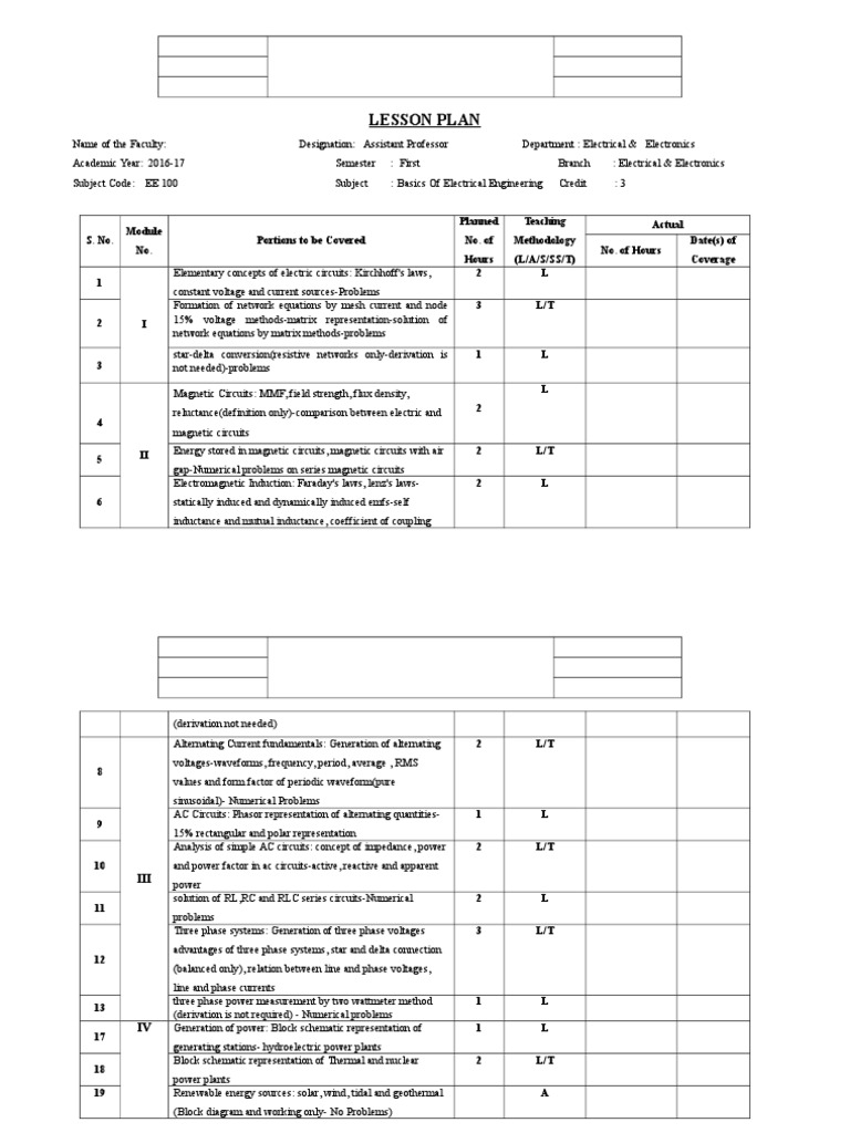 s1 s2 Lesson Plan | PDF | Inductance | Transformer