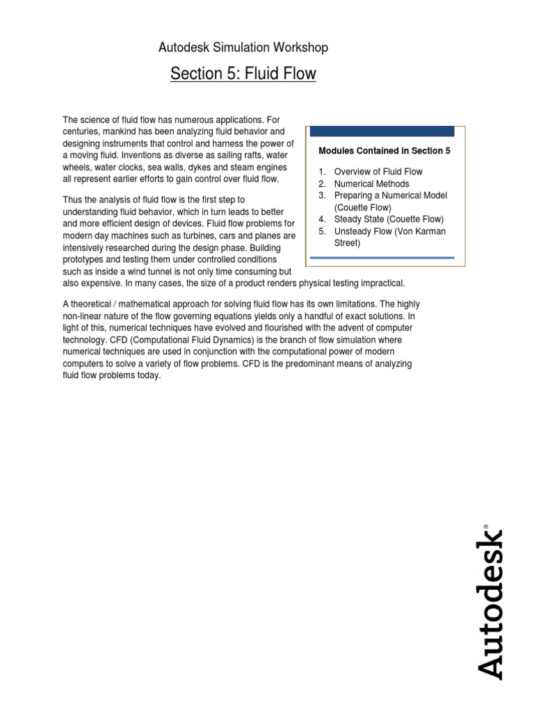 Section 5: Fluid Flow: Autodesk Simulation Workshop | PDF | Fluid ...