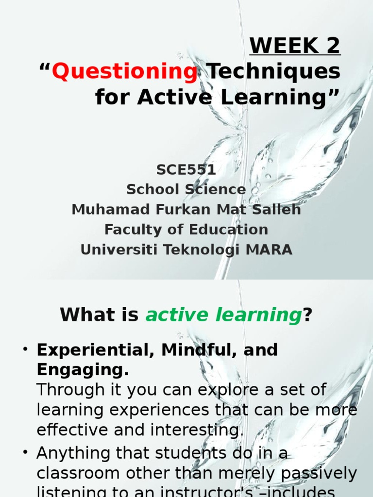 SCE551 Week 3 (Questioning Technique For Active Learning) | PDF ...