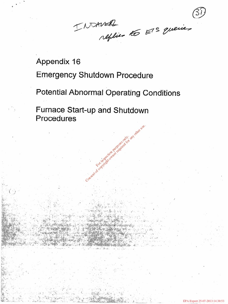Appendix 16 Emergency Shutdown Procedure Potential Abnormal Operating ...