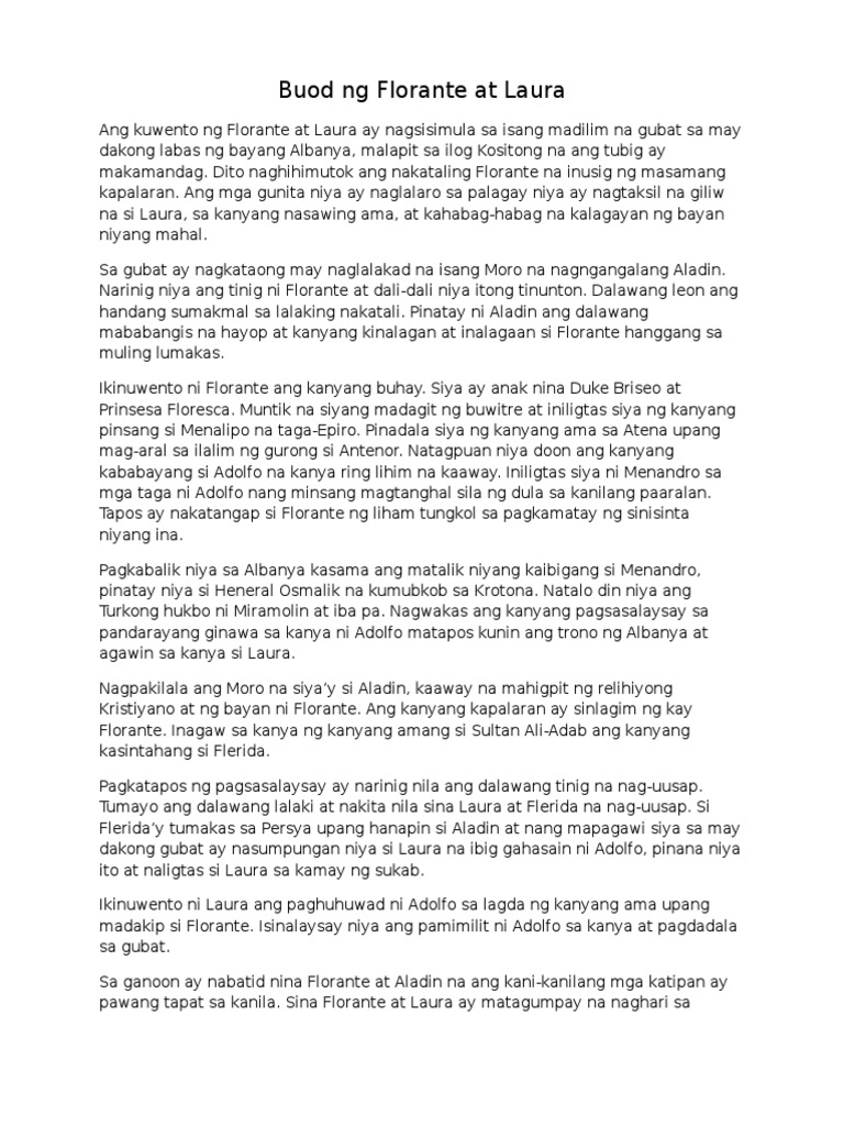 Buod NG Florante at Laura | PDF
