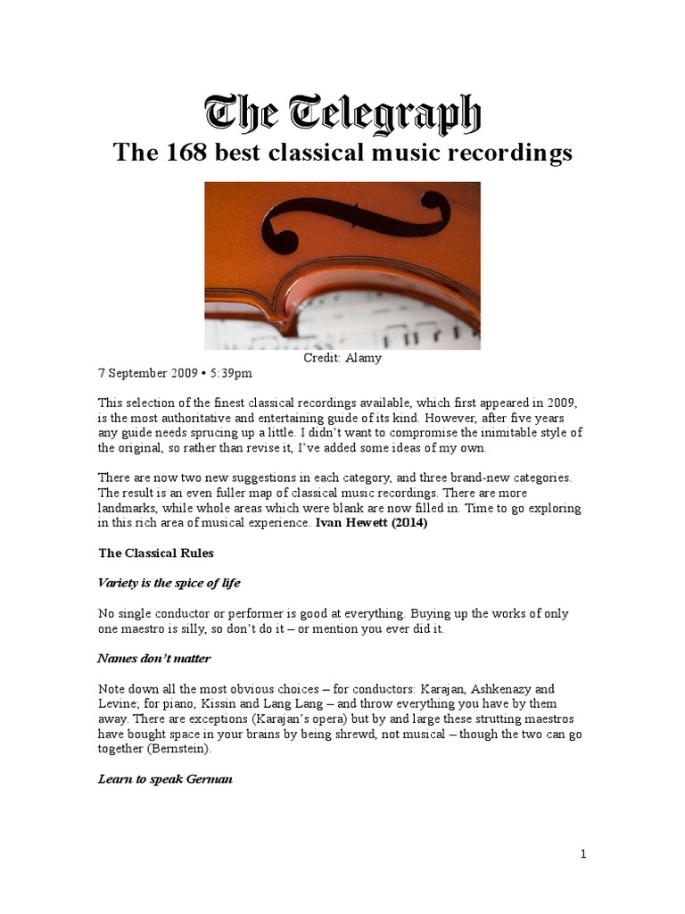 The 168 Best Classical Music Recordings | PDF | Edward Elgar | Concerto