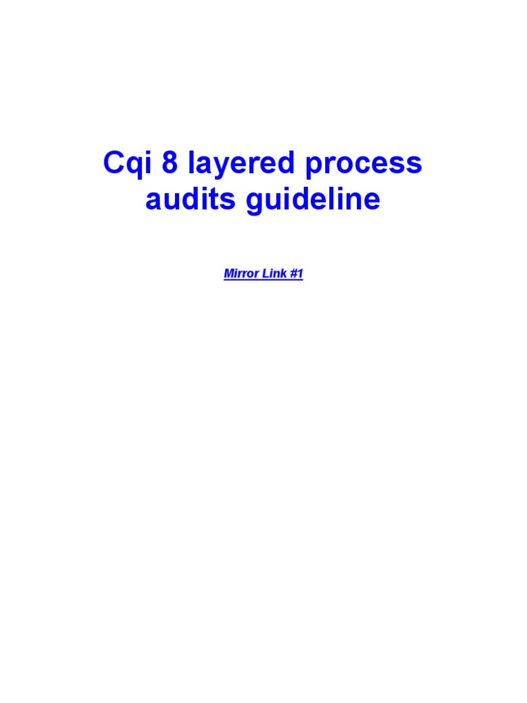 Cqi 8 Layered Process Audits Guideline | PDF | Microsoft Windows ...