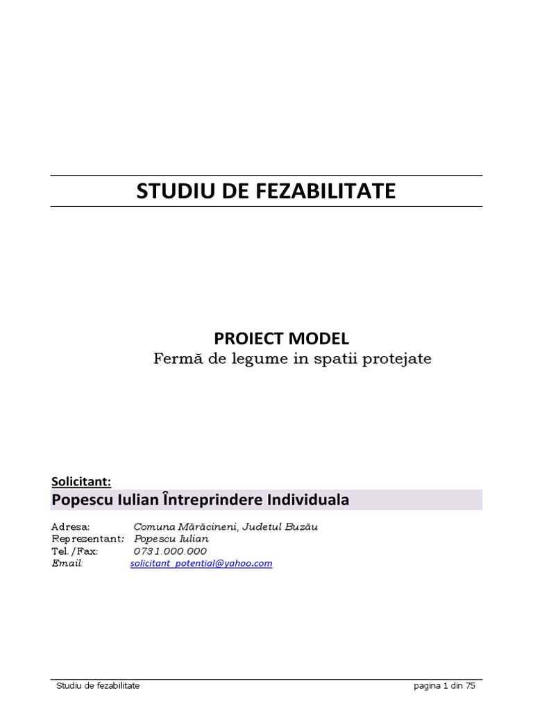Model Proiect Ferma Legume (Sere) PDF | PDF