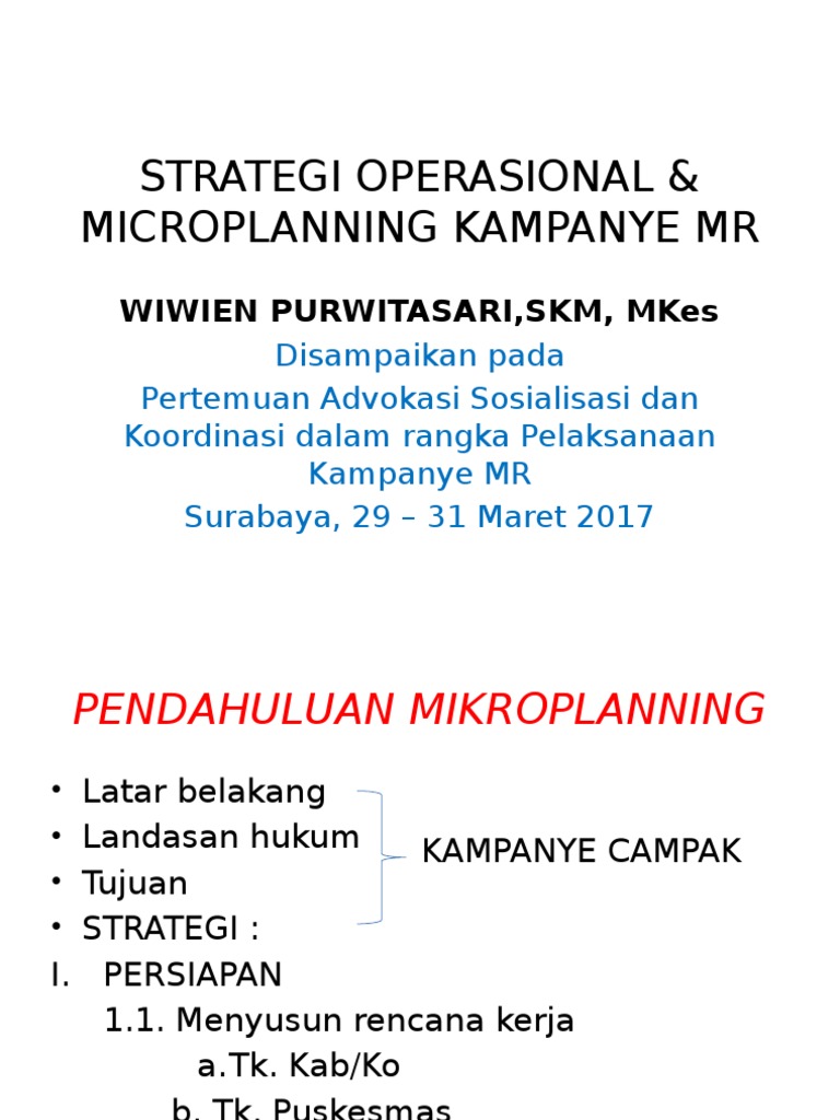 Strategi Operasional Dan Microplanning Kampanye MR | PDF