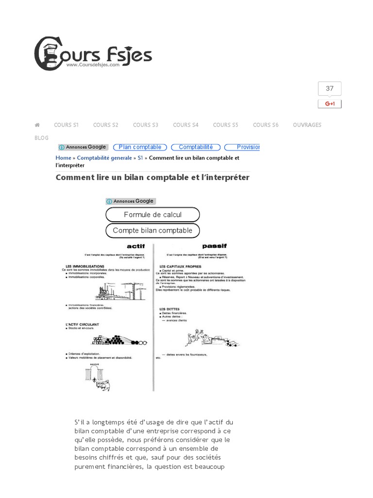 Comment Lire Un Bilan Comptable Et L'interpréter | PDF | Dettes ...