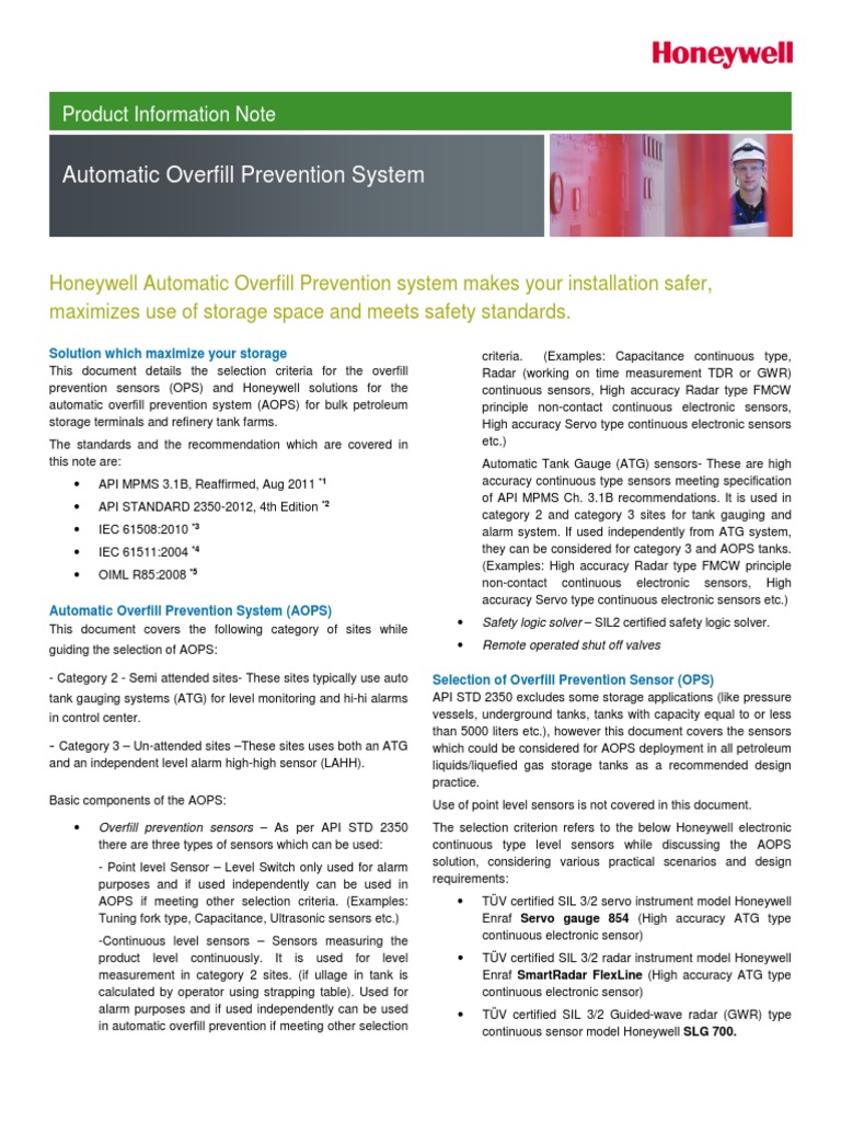 PIN Automatic Overfill Prevention System | PDF | Servomechanism | Petroleum