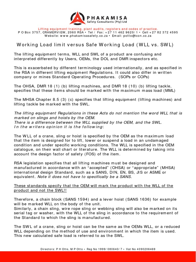 WLL Vs SWL | PDF | Crane (Machine) | Business