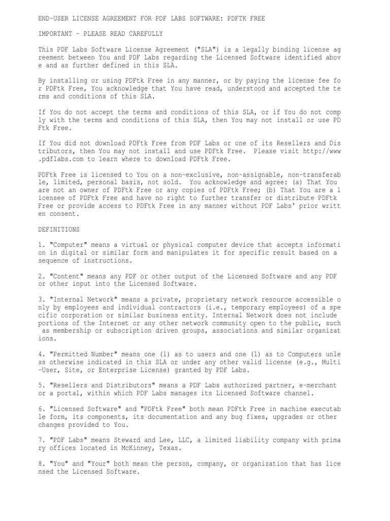 PDFTK Free License | PDF | License | Free Software