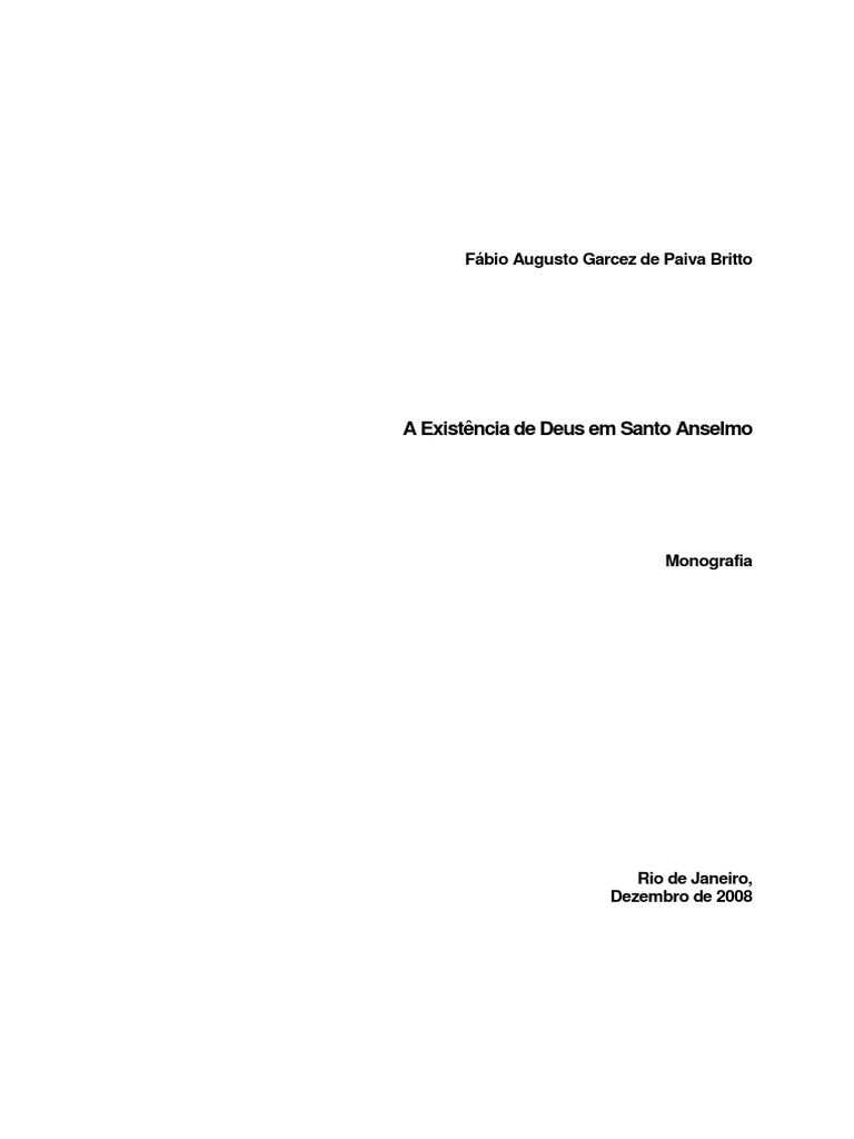Argumento Ontológico de Santo Anselmo | PDF | Existência de Deus | Fé