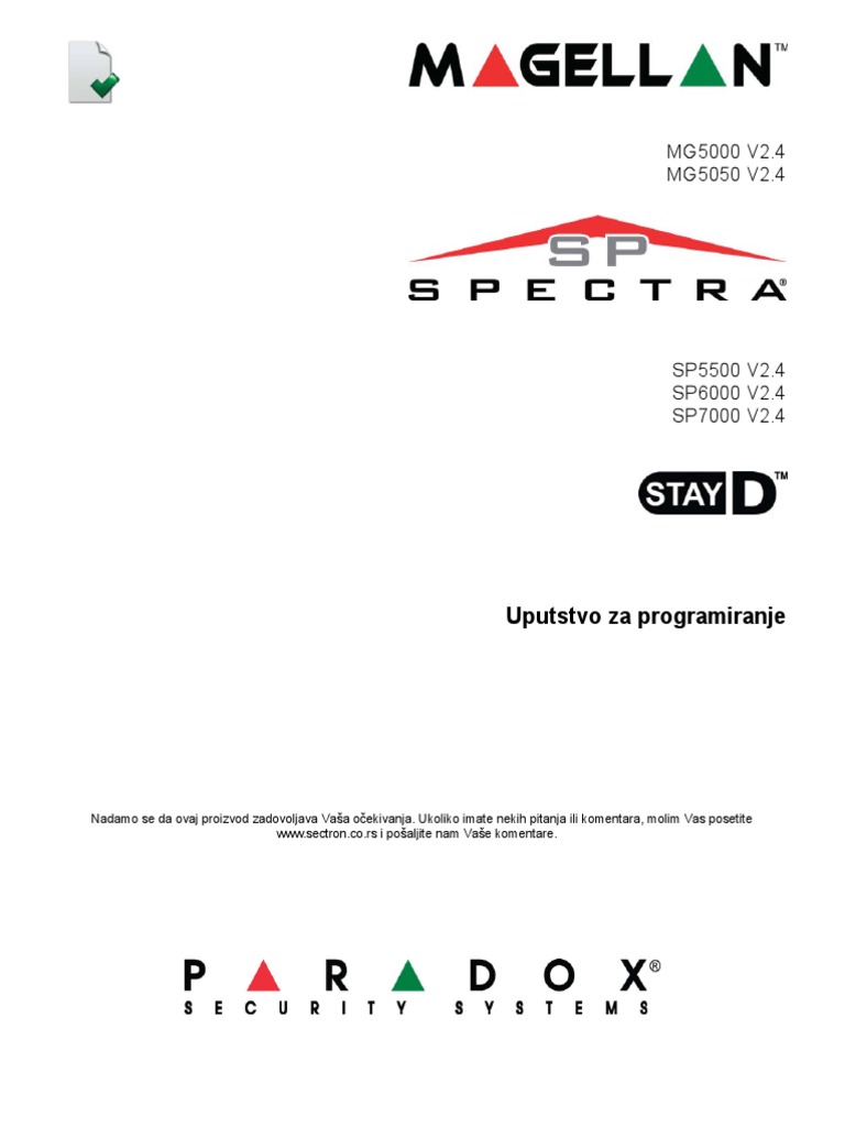Uputstvo Za Programiranje - MG I SP Paradox Centrale - Sectron | PDF